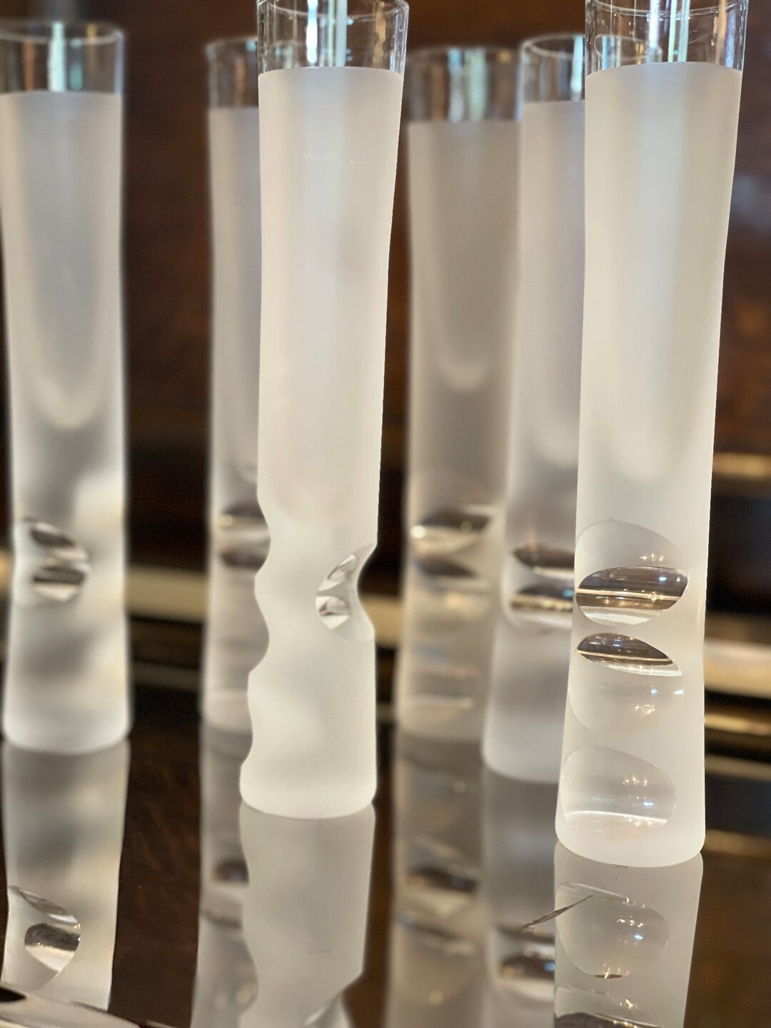 Scandinavian Postmodern Set/6 Cased Satin Frost White Schnapps - Etsy