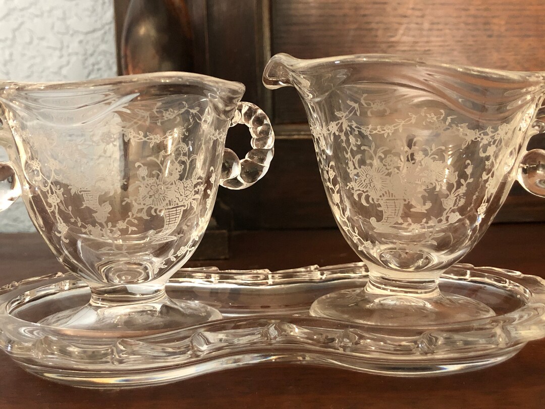 Fostoria mayflower Cream & Sugar Set on Serving Tray, Stem 6020 ...