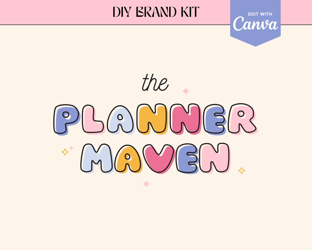 Bright Rainbow Canva Logo - Fun Preppy Branding - Colorful Logo - Star ...