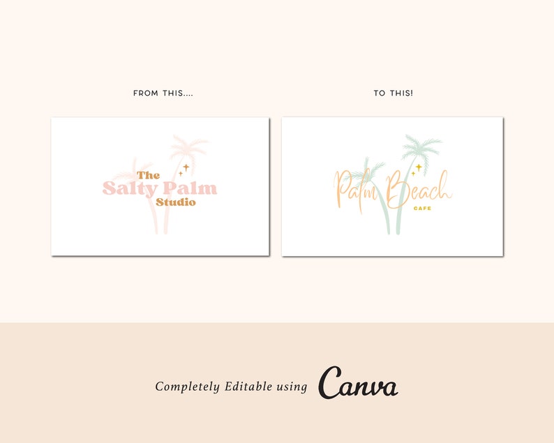 Canva Palm Tree Business Card DIY Template Tropical Beach - Etsy