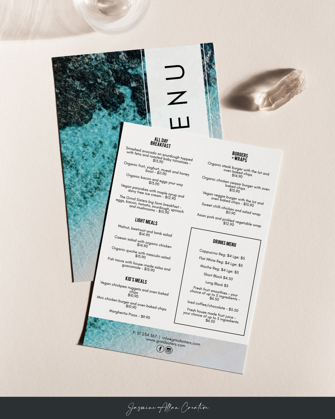 Beach Themed Editable Menu Template Instant Download - Etsy