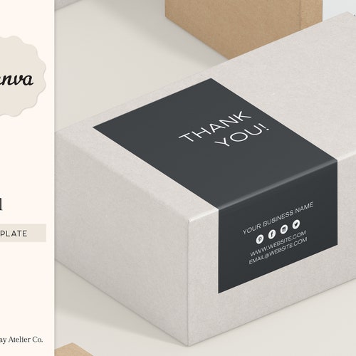 Editable Box Seal Label Box Sticker Modern Packaging Design - Etsy