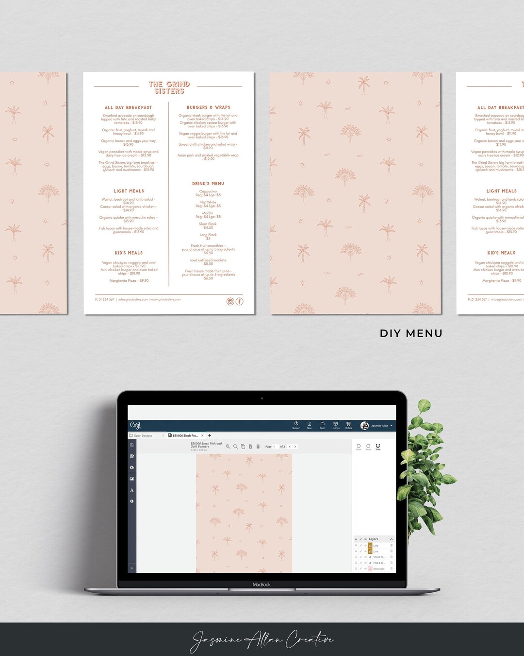 Editable Palm Tree Menu Template Corjl Restaurant Menu Cafe - Etsy ...