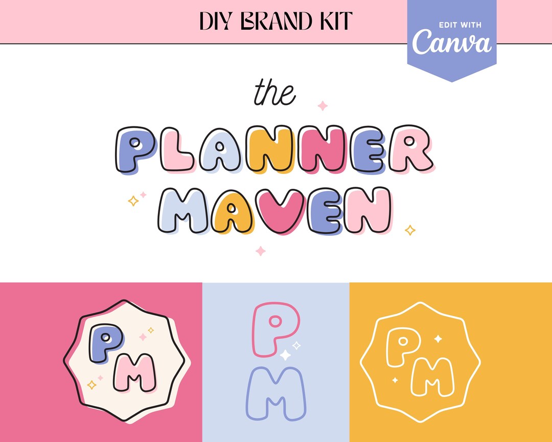 Colorful Small Business Logo Kit: DIY Editable Branding (canva) - Etsy