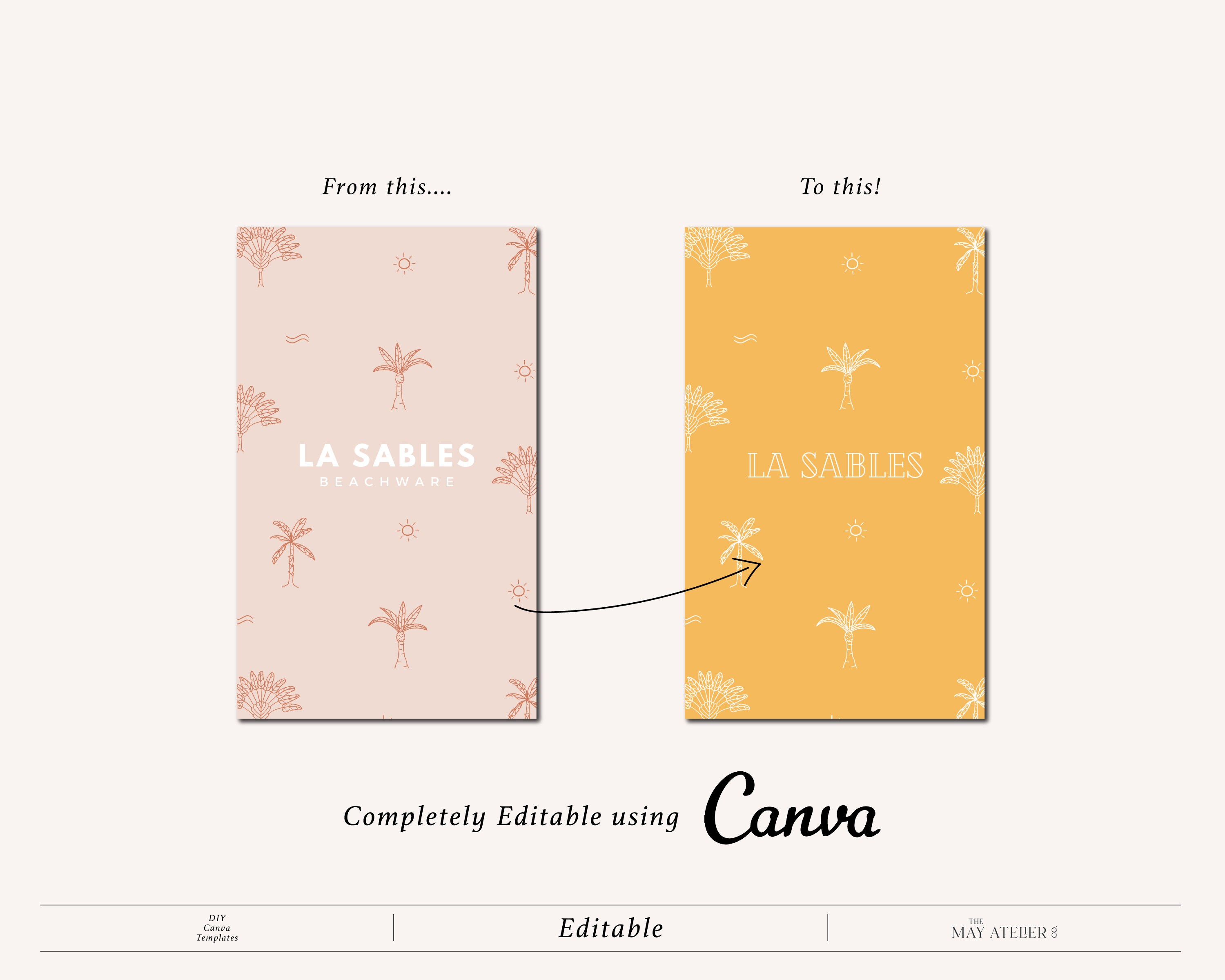 Canva Editable Palm Tree Business Card Tropical DIY Template - Etsy