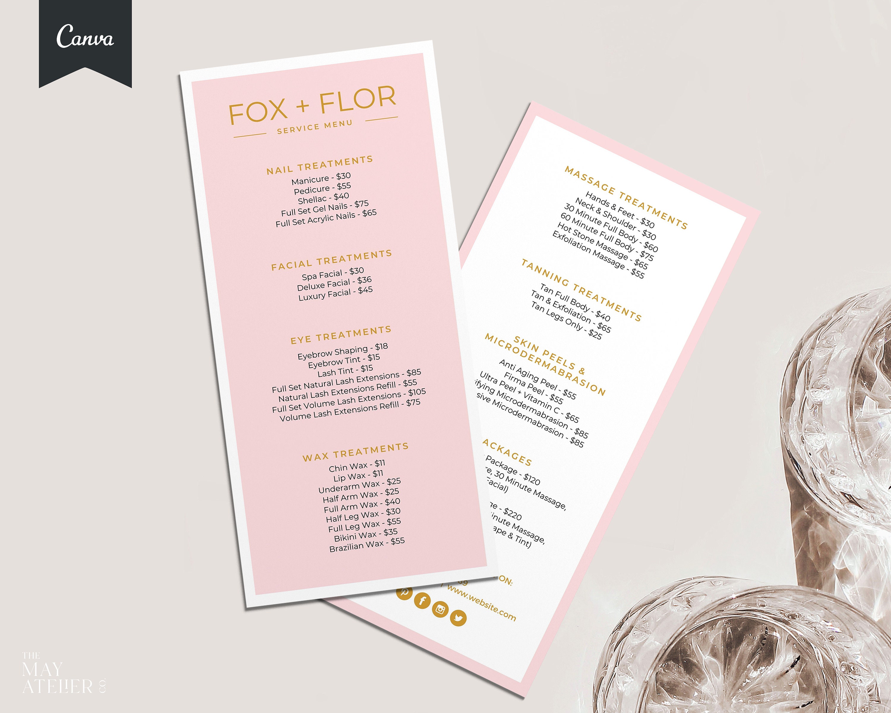 Printable Beauty Makeup Hair Spa Brow Lash Price List Business Price ...