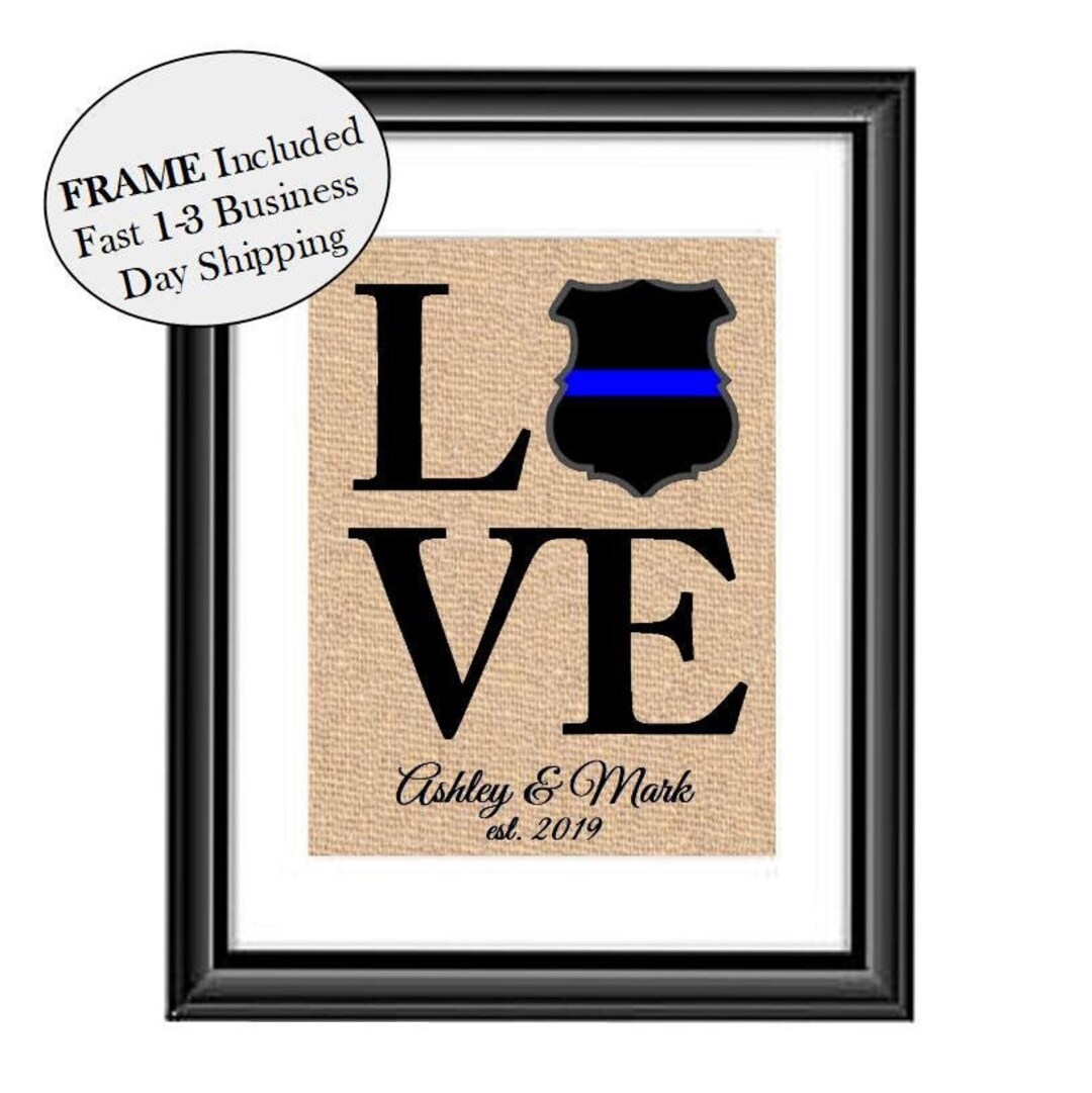 Thin Blue Line Badge Custom Police Officer Gift Couples Names and Date ...