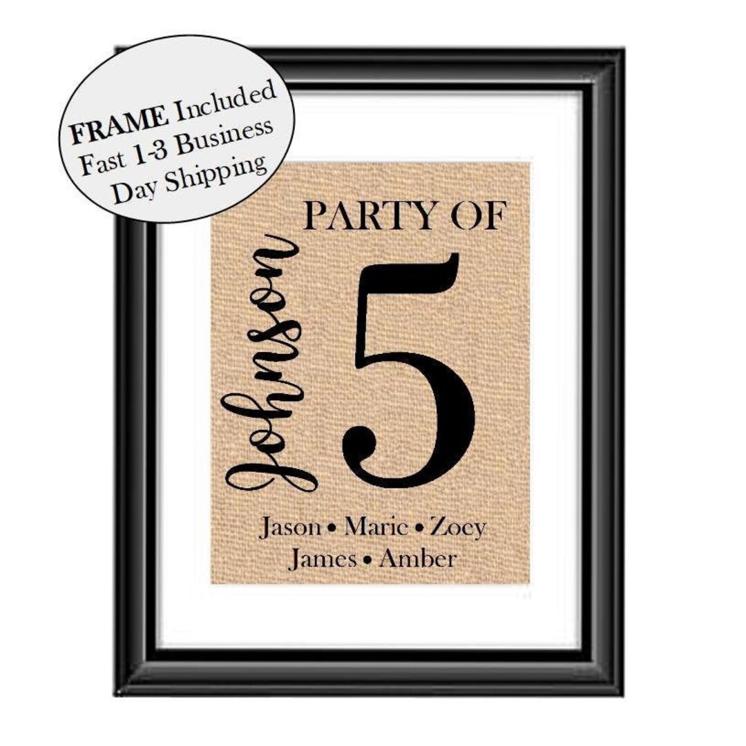 Personalized Party of 5 Sign, Party of Family Sign, Family Number Sign ...