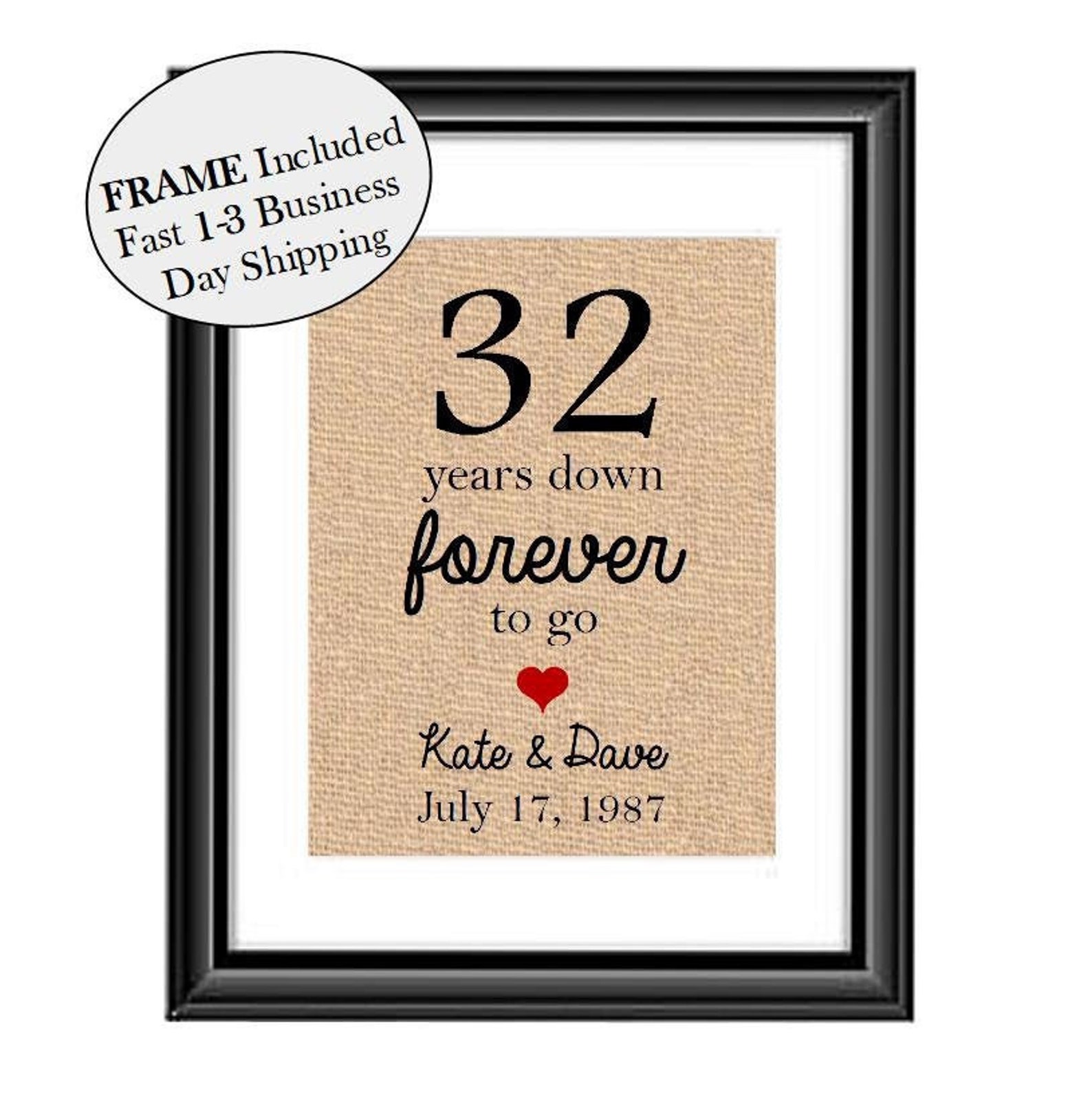 32 Year Wedding Anniversary Gift, 32nd Wedding Anniversary, Wedding ...