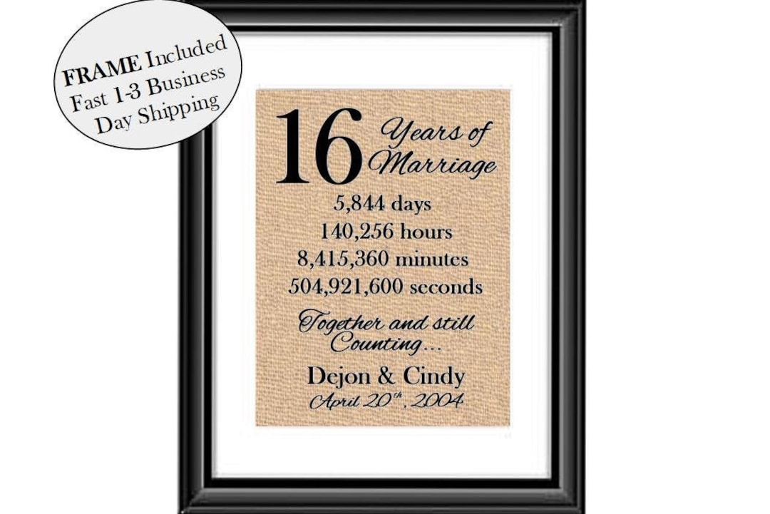 16th Wedding Anniversary Gift | 16th Anniversary Gifts | 16 Year ...