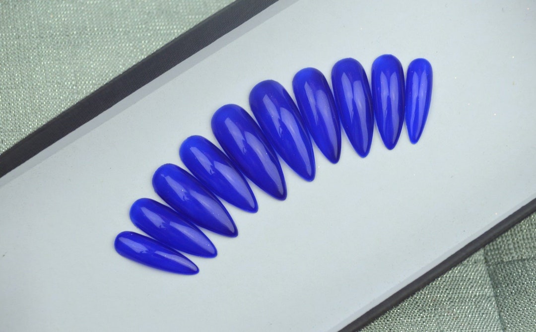JELLY Dark Blue, Glass Nails, LUXURY Press On, False Nails, Press on ...