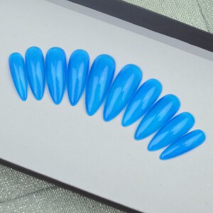 JELLY Light Blue, Glass Nails, LUXURY Press On, False Nails, Press on ...