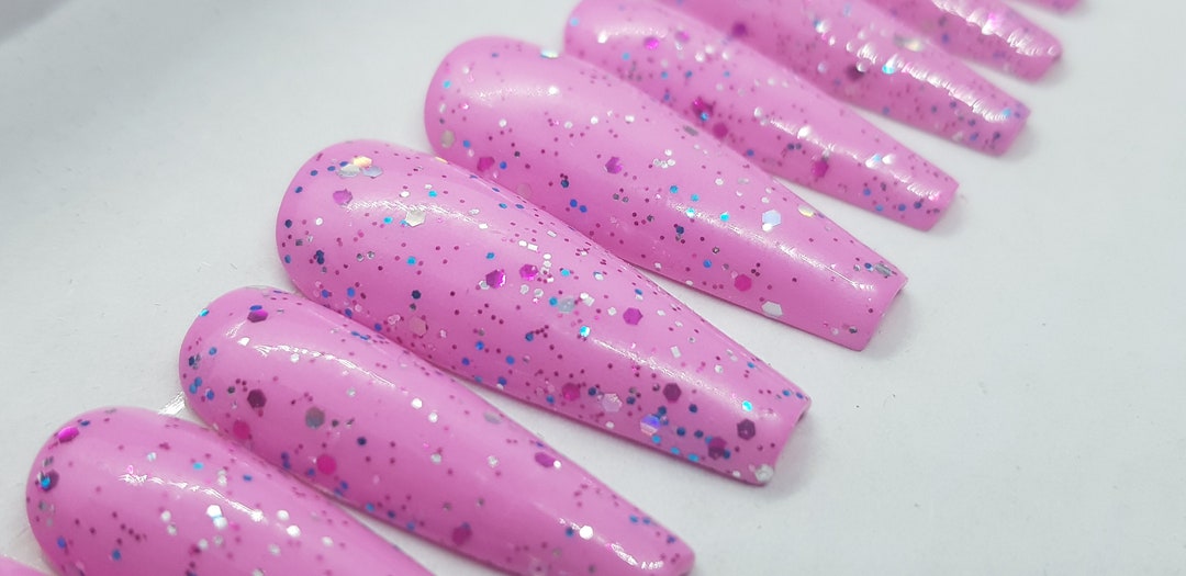 Pink Bubble Gum Effect Nails LUXURY PRESS ON, False Nails, Press on ...