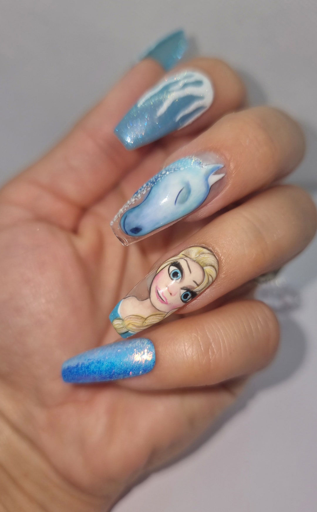 Frozen Inspired Nails, Elsa and Anna Nails, Disney Nails, Handmade ...