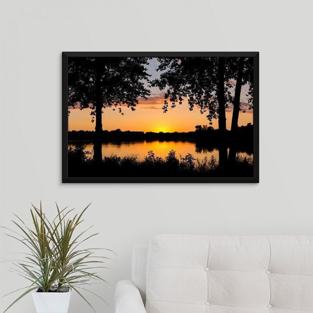 Summer Sunset Silhouette | Lake Sunset | Sunset Colors | Canvas Wrap ...