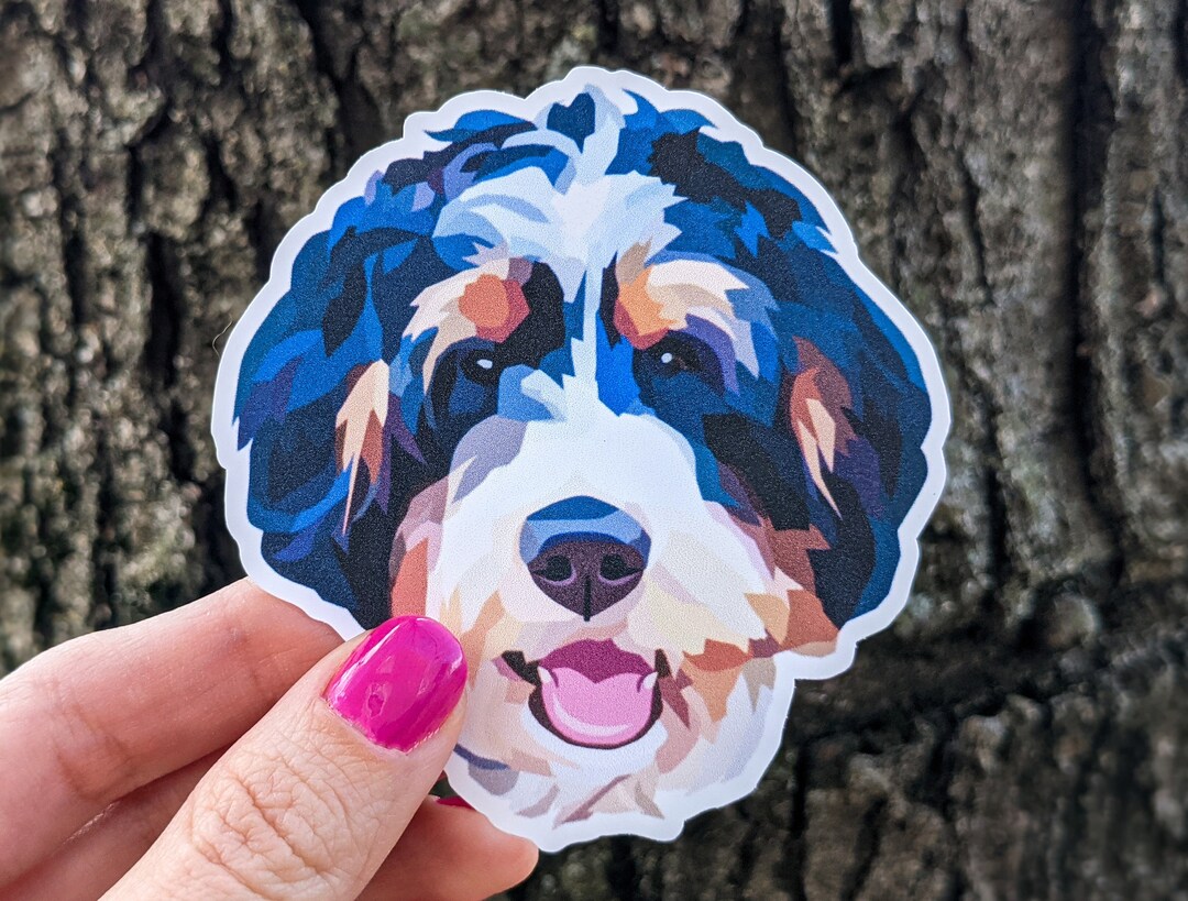 Bernedoodle Dog Sticker, Bernese Mountain Dog Poodle Mix - Sticker Kiss ...