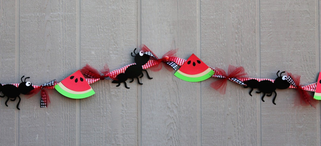 Picnic Party Banner, Birthday Party Banner, Ant Banner, Watermelon ...