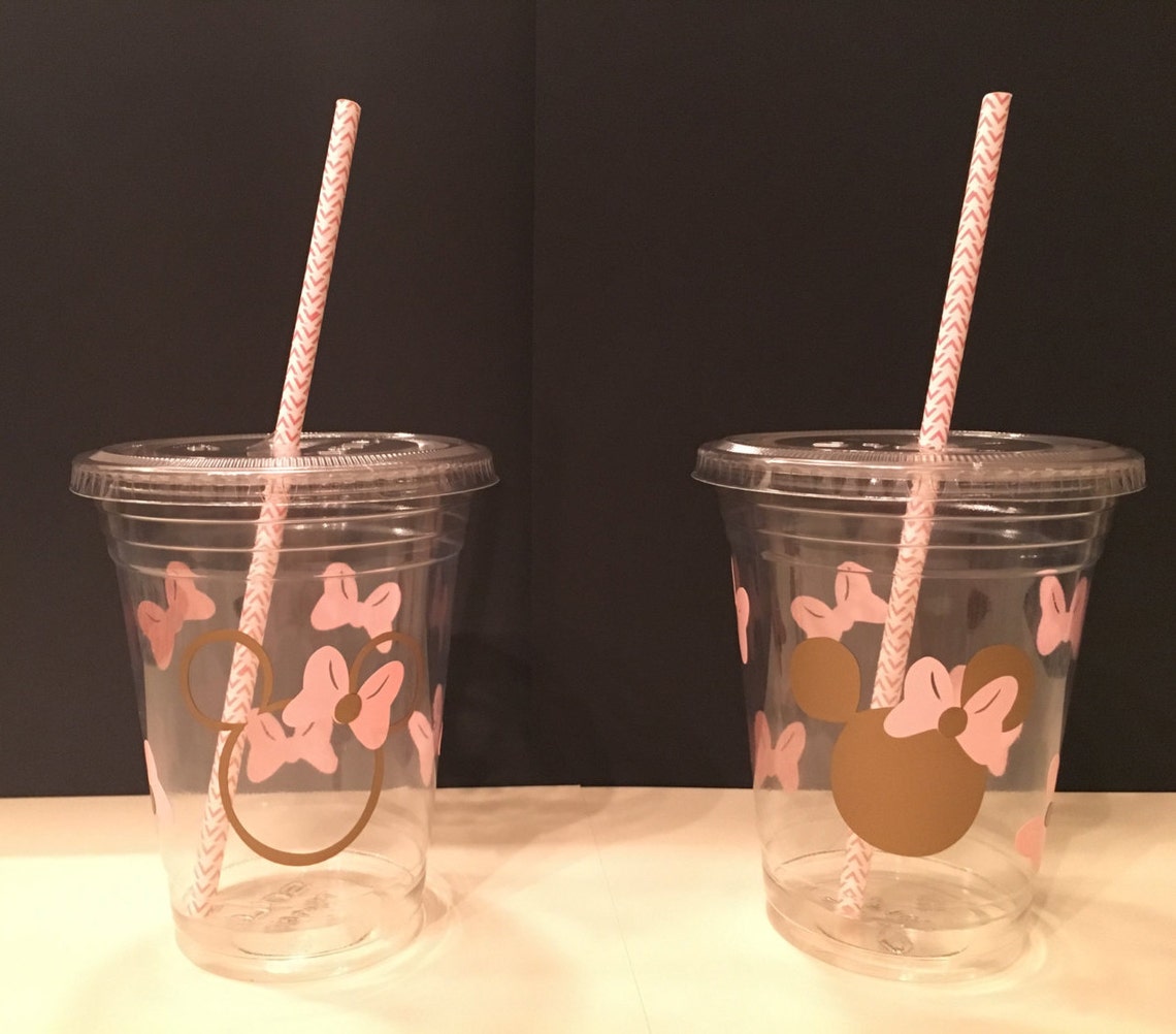 Minnie Mouse Cups Pink Bows Minnie Mouse Birthday Cups - Etsy