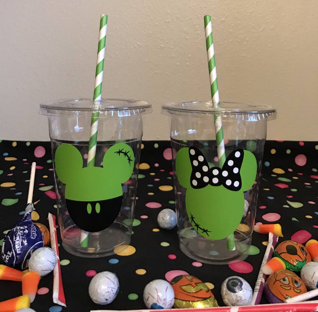 Mickey and Minnie Frankenstein Cups, Halloween Cups, Birthday Party ...