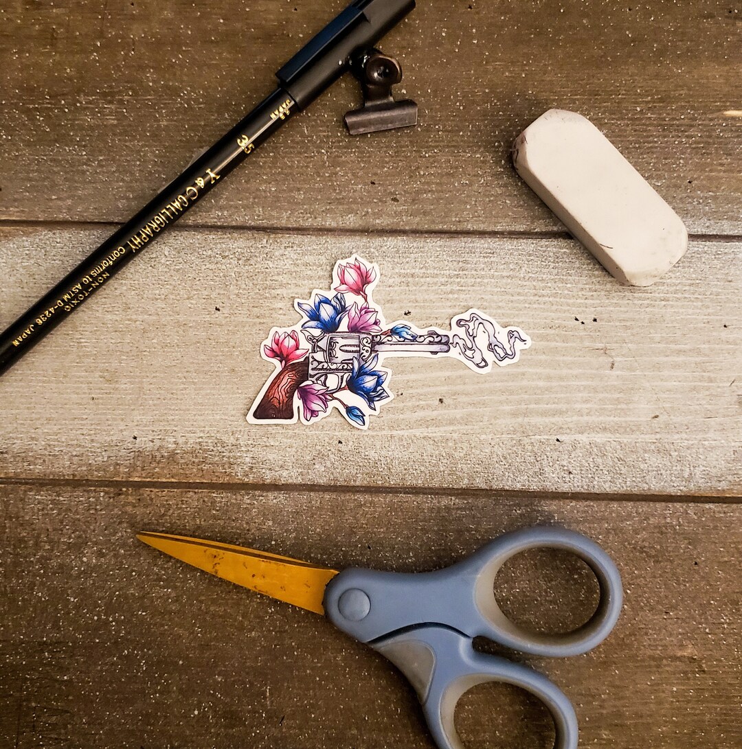 Flower Bullet Sticker/flower/gun Sticker/ Waterproof - Etsy