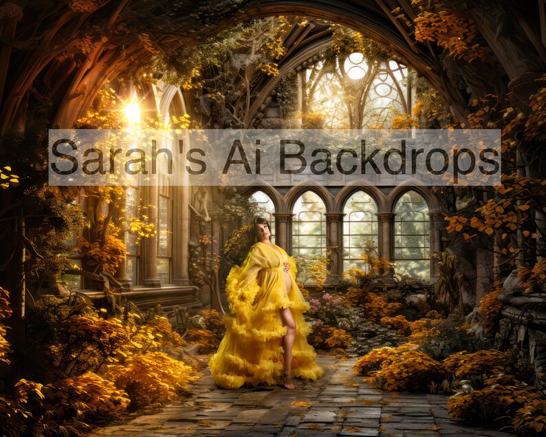 NINE Yellow Fantasy Room/castle Set Digital Backdrops, Maternity ...