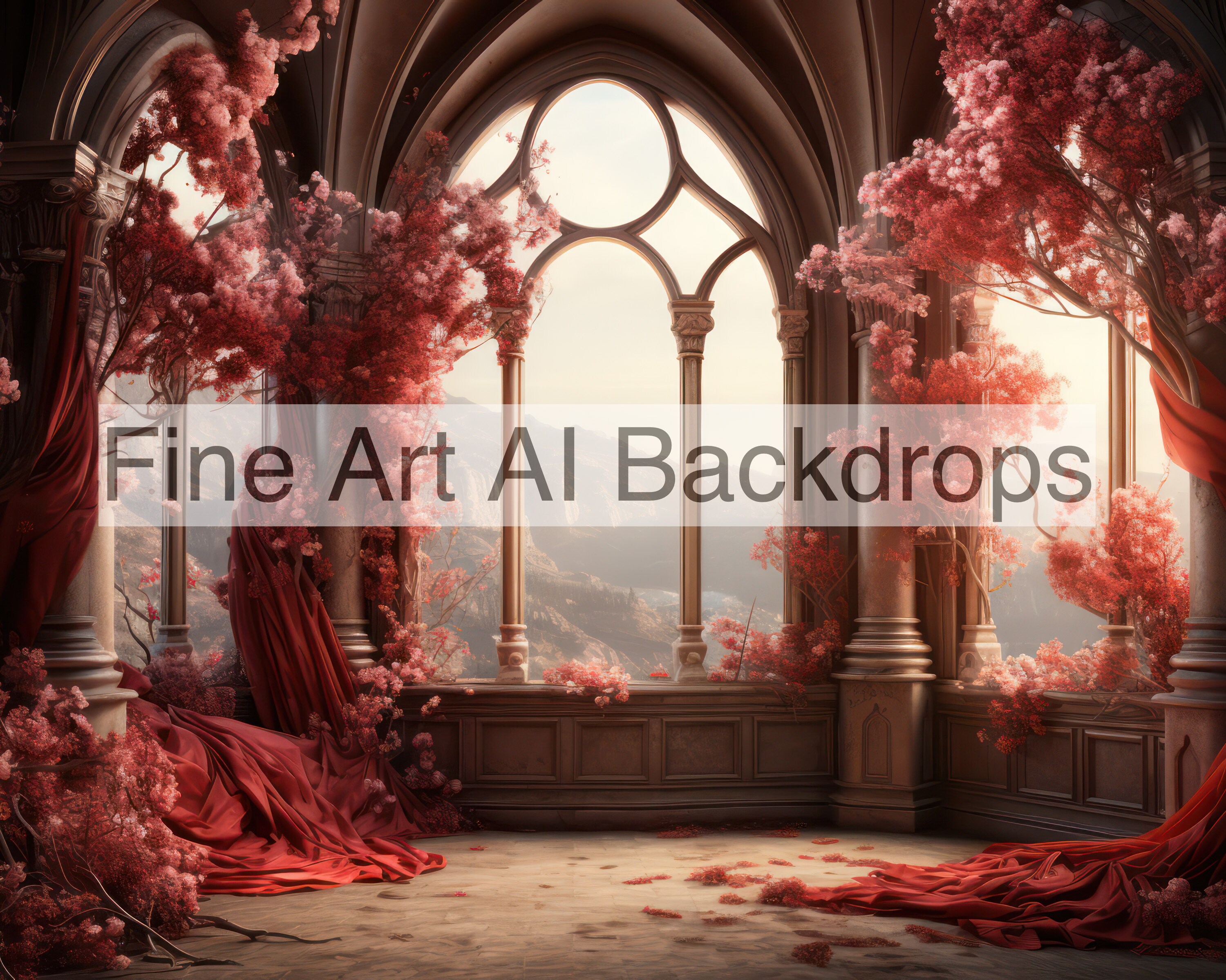 NINE Red Fantasy Room/castle Set Digital Backdrops, Maternity Backdrops ...