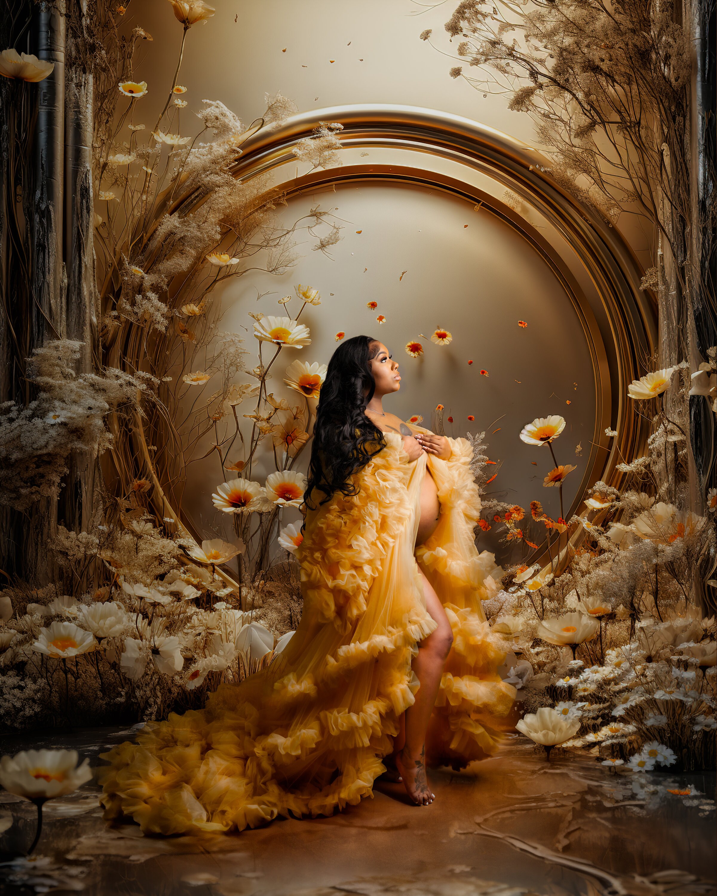 NINE Yellow Fantasy Room/castle Set Digital Backdrops, Maternity ...