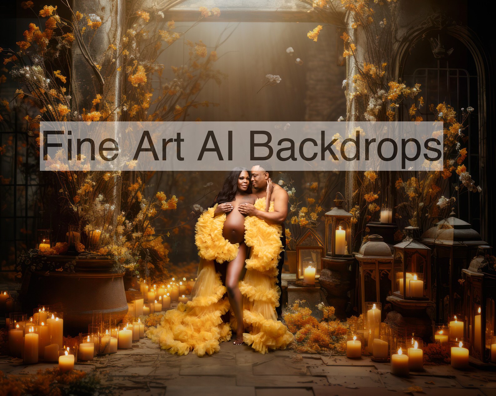 NINE Yellow Fantasy Room/castle Set Digital Backdrops, Maternity ...