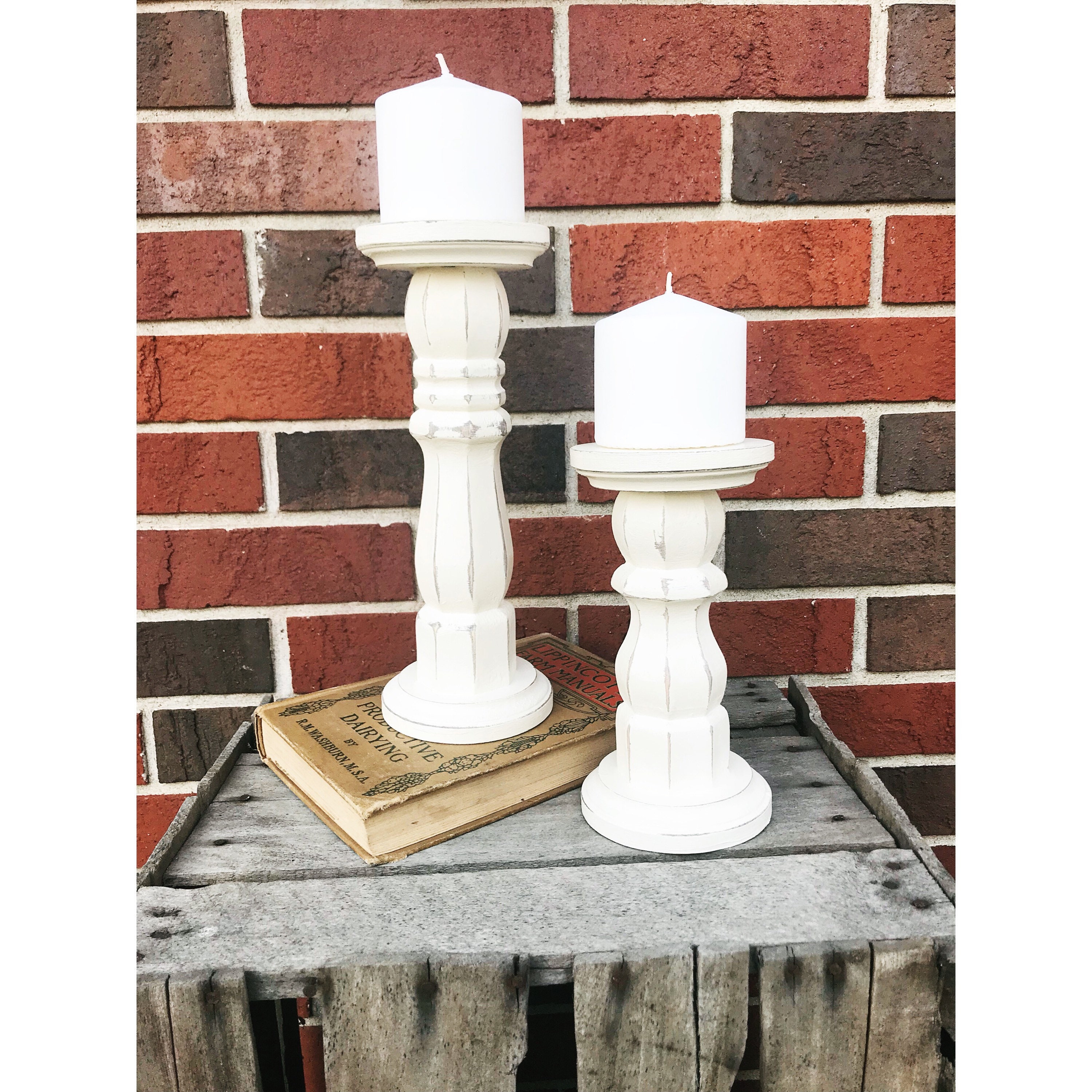 Cass Farmhouse Style Candlesticks / Wood Candlestick / - Etsy