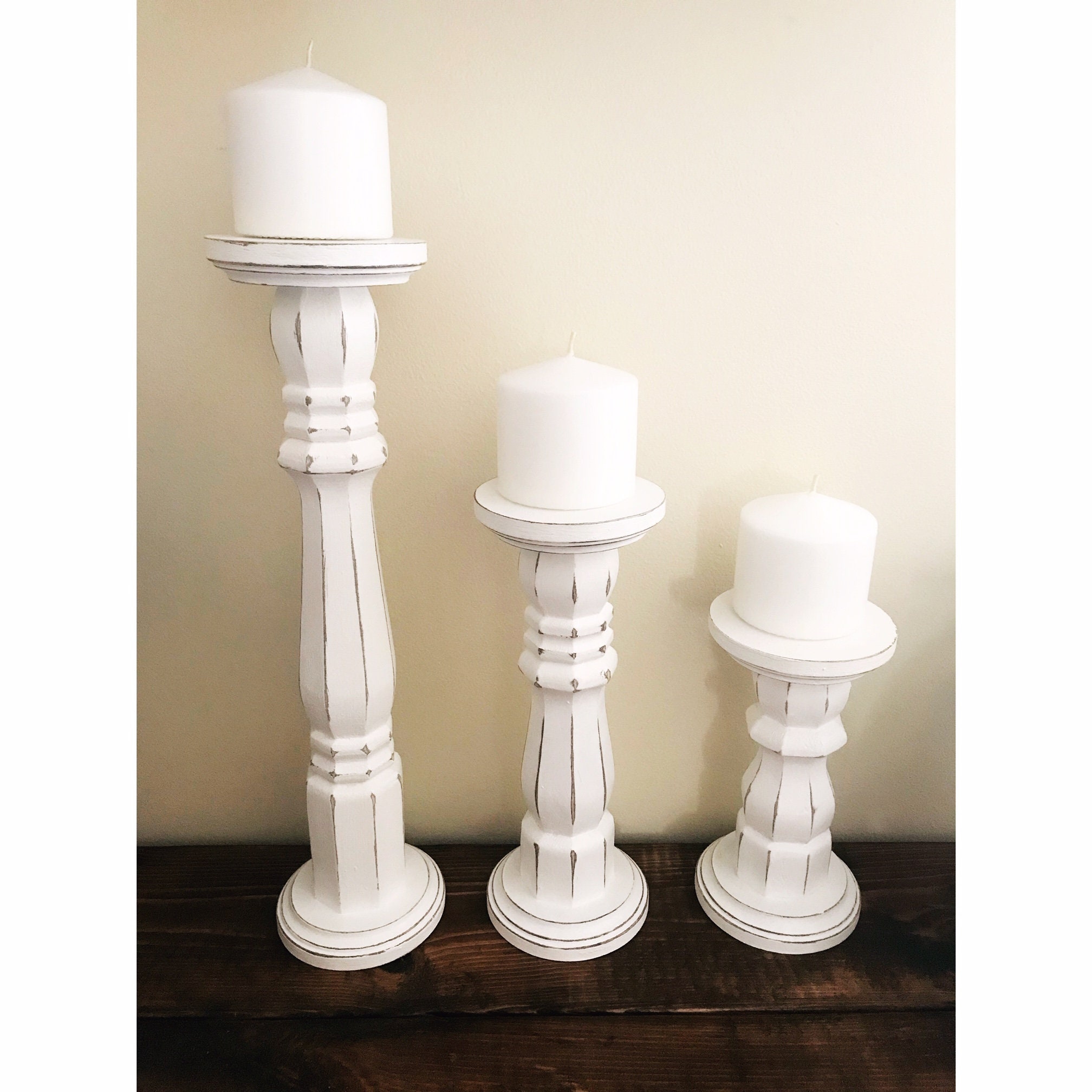 Cass Farmhouse Style Candlesticks / Wood Candlestick / - Etsy