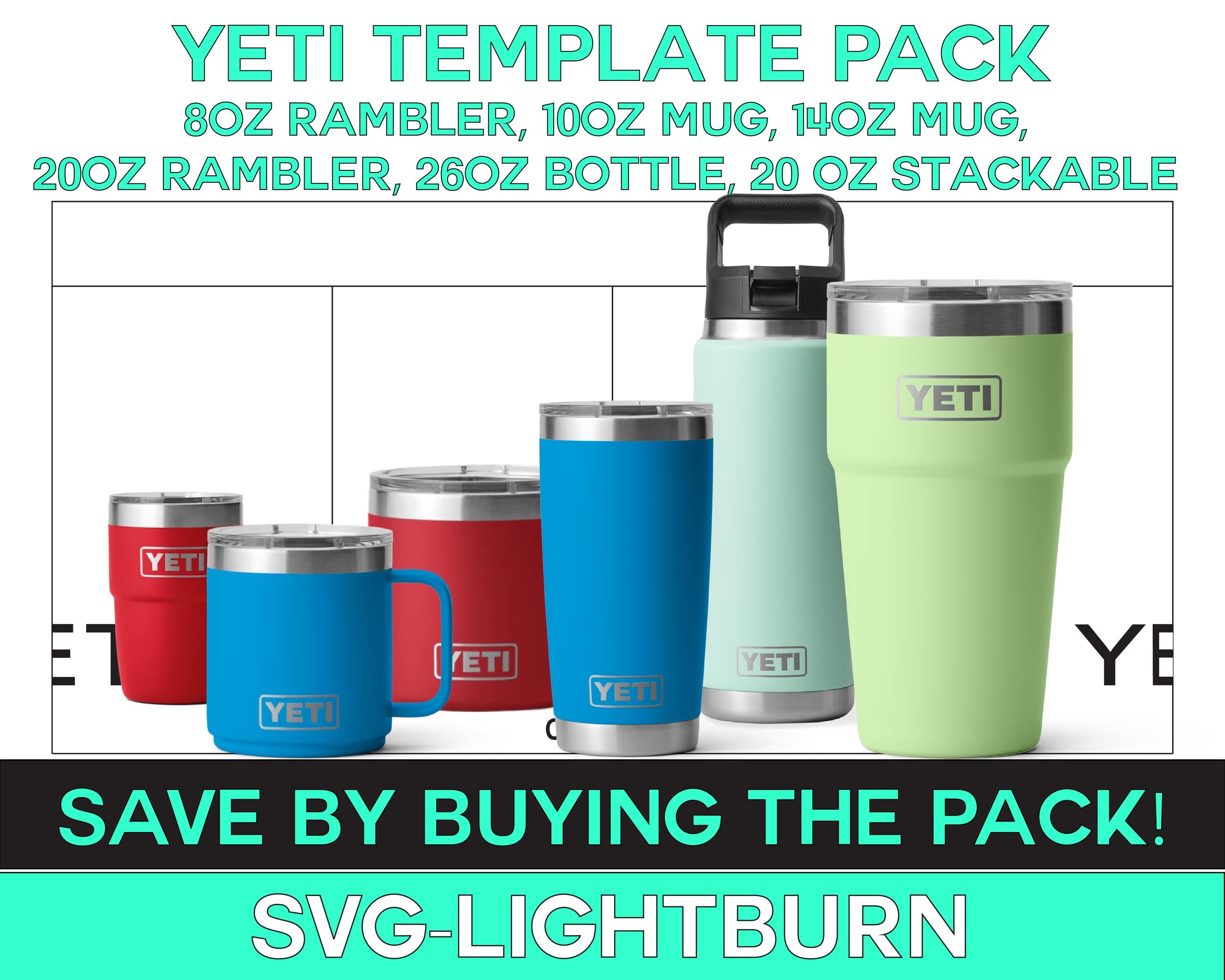 Yeti Cup Laser Engraving Template Package: 8oz, 10oz, 14oz, 20oz, 26oz ...