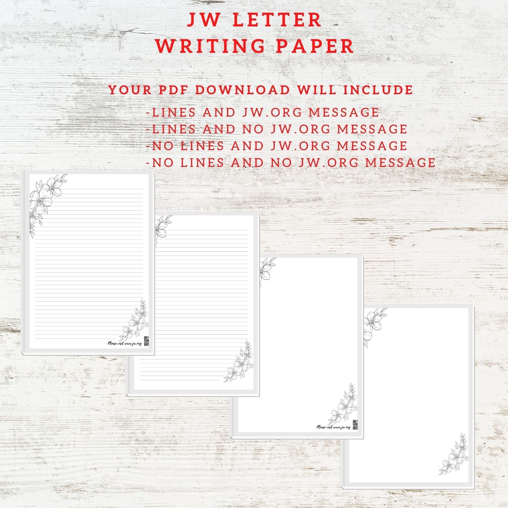 JW Letter Writing Paper Lined Paper Stationary Jw.org Instant Download ...