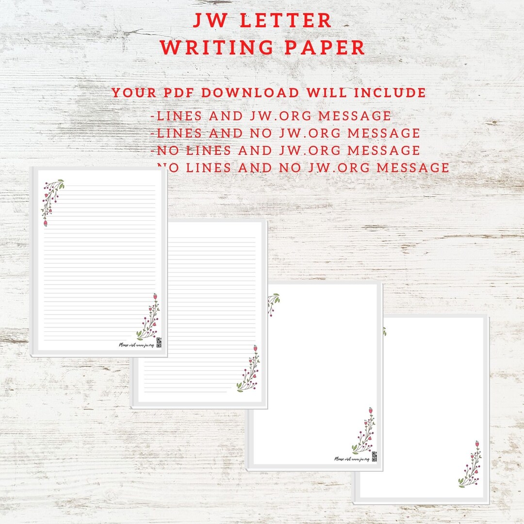 JW Letter Writing Paper Lined Paper Stationary Jw.org Instant Download ...