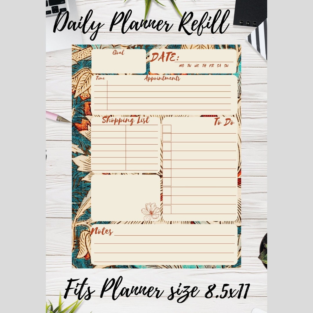 Happy Planner Printable Daily Planner Refill Inserts 8.5 X 11 - Etsy