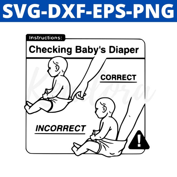 SVG Checking Baby's Diaper Funny Baby Safety Instructions | Etsy