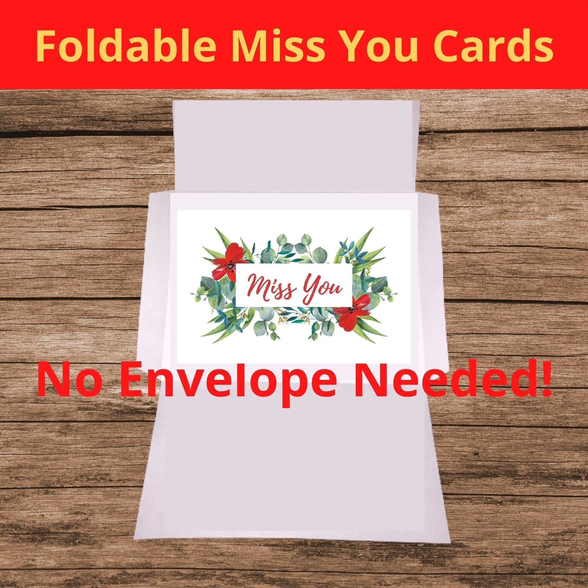 10 Folding Miss You Post Cards No Envelope Needed Instant Download PDF ...