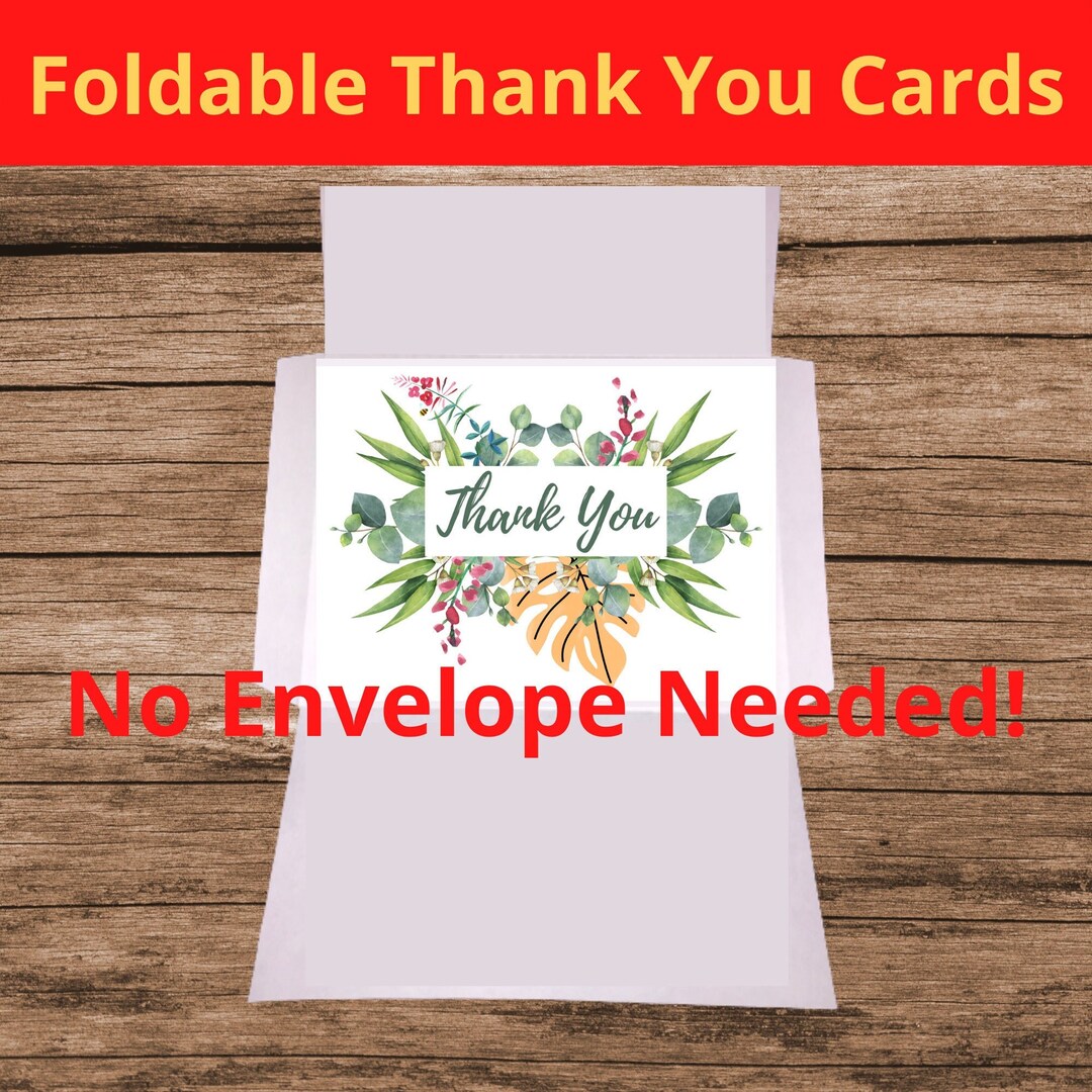 10 Folding Thank You Post Cards No Envelope Needed Instant Download PDF ...