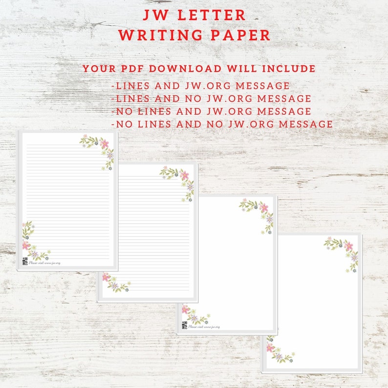JW Letter Writing Paper Lined Paper Stationary Jw.org Instant - Etsy
