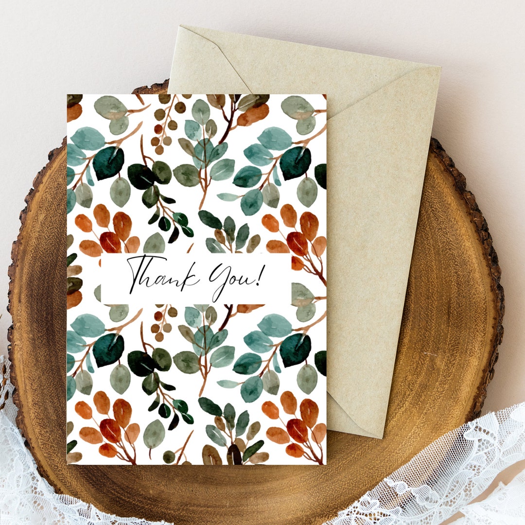 Thank You Card Blank, Thank You Card Printable, Thank You Card, Floral ...