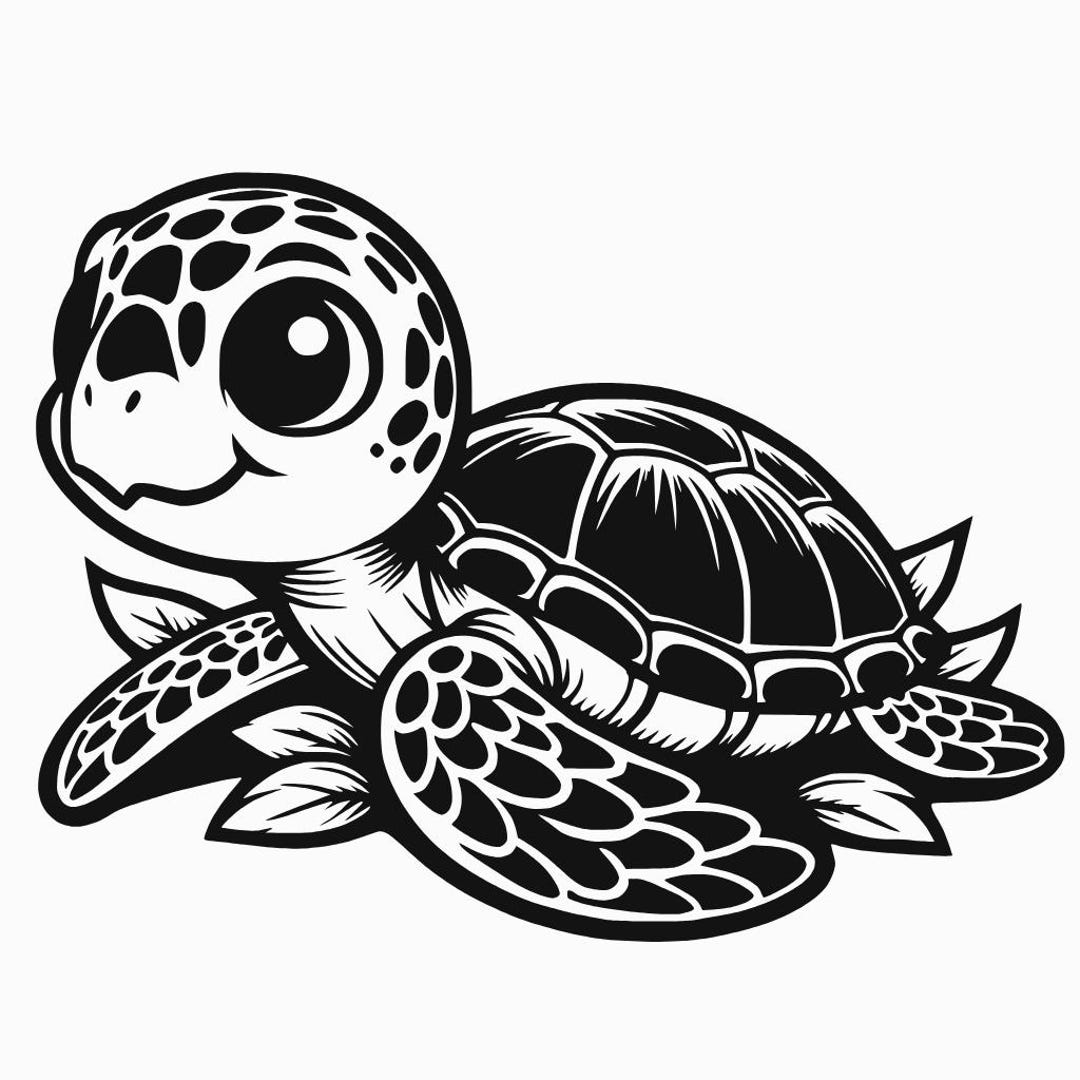 Cute Baby Sea Turtle SVG PNG Image File Optimized for Fast Easy HTV or ...