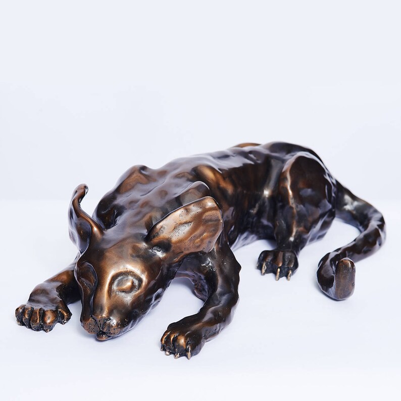 Bronze Cat Sculpture Animal Art 14 Long & 9 Pounds - Etsy