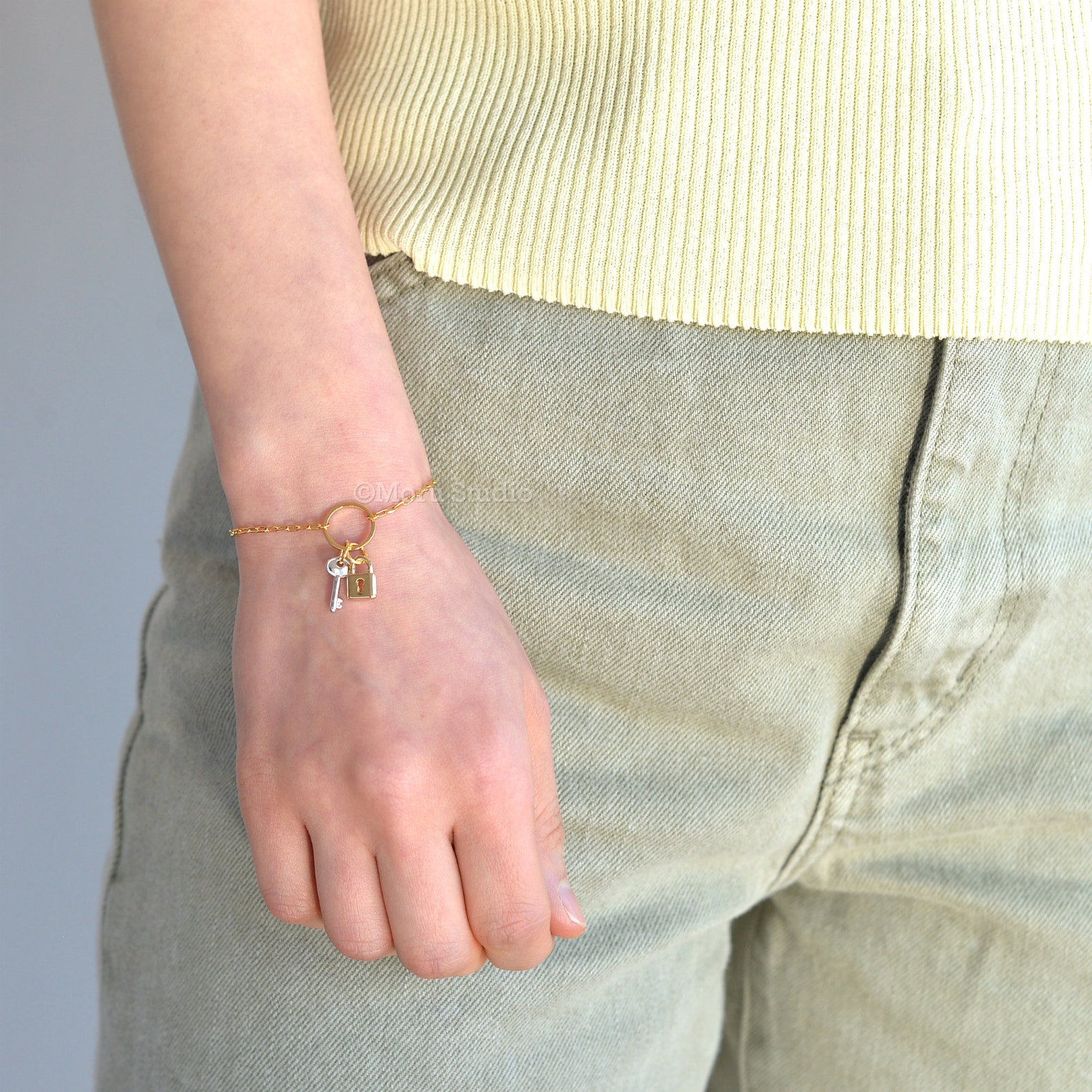 Lock & Key on Ring Bracelet or Necklace for Besties and | Etsy