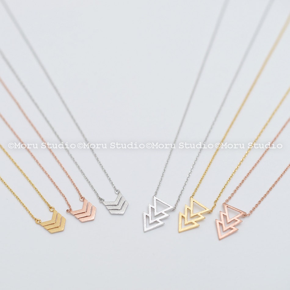 Stacked Triangle Necklace/ Triple Three Chevron Necklace - Etsy