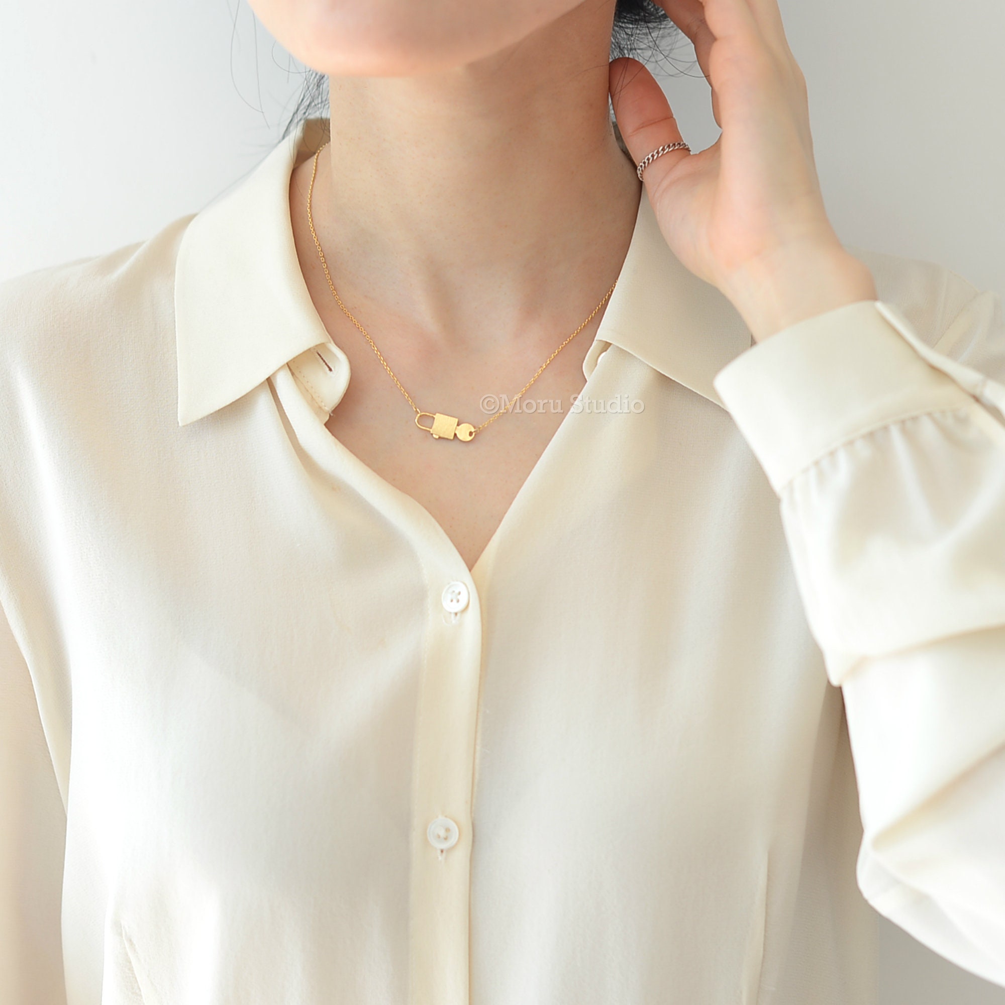 Secret Lock & Key Necklace Wth Hand Stamped Initial Tag/ Lover | Etsy