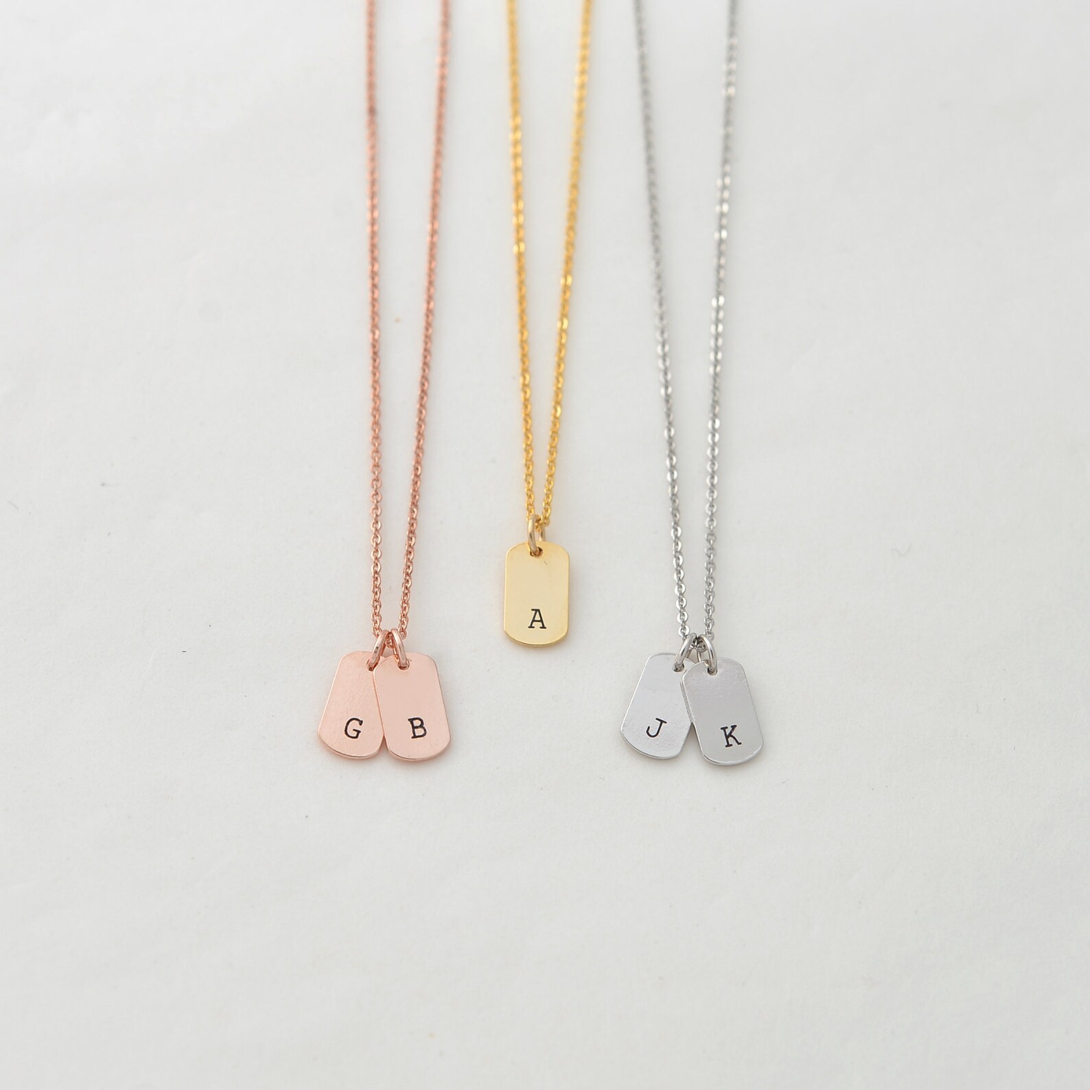 Personalized Mini Tag Necklace • Initial Tag Necklace • Dog Tag ...