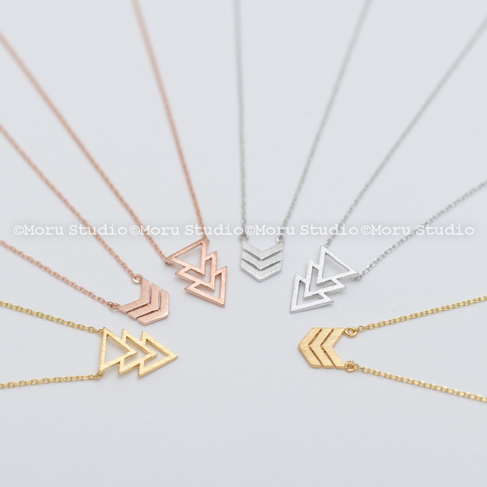Stacked Triangle Necklace/ Triple Three Chevron Necklace - Etsy