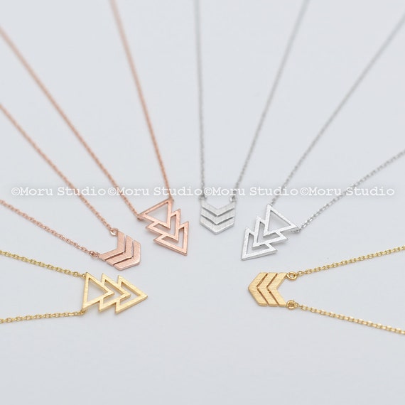 Stacked Triangle Necklace/ Triple Three Chevron Necklace - Etsy