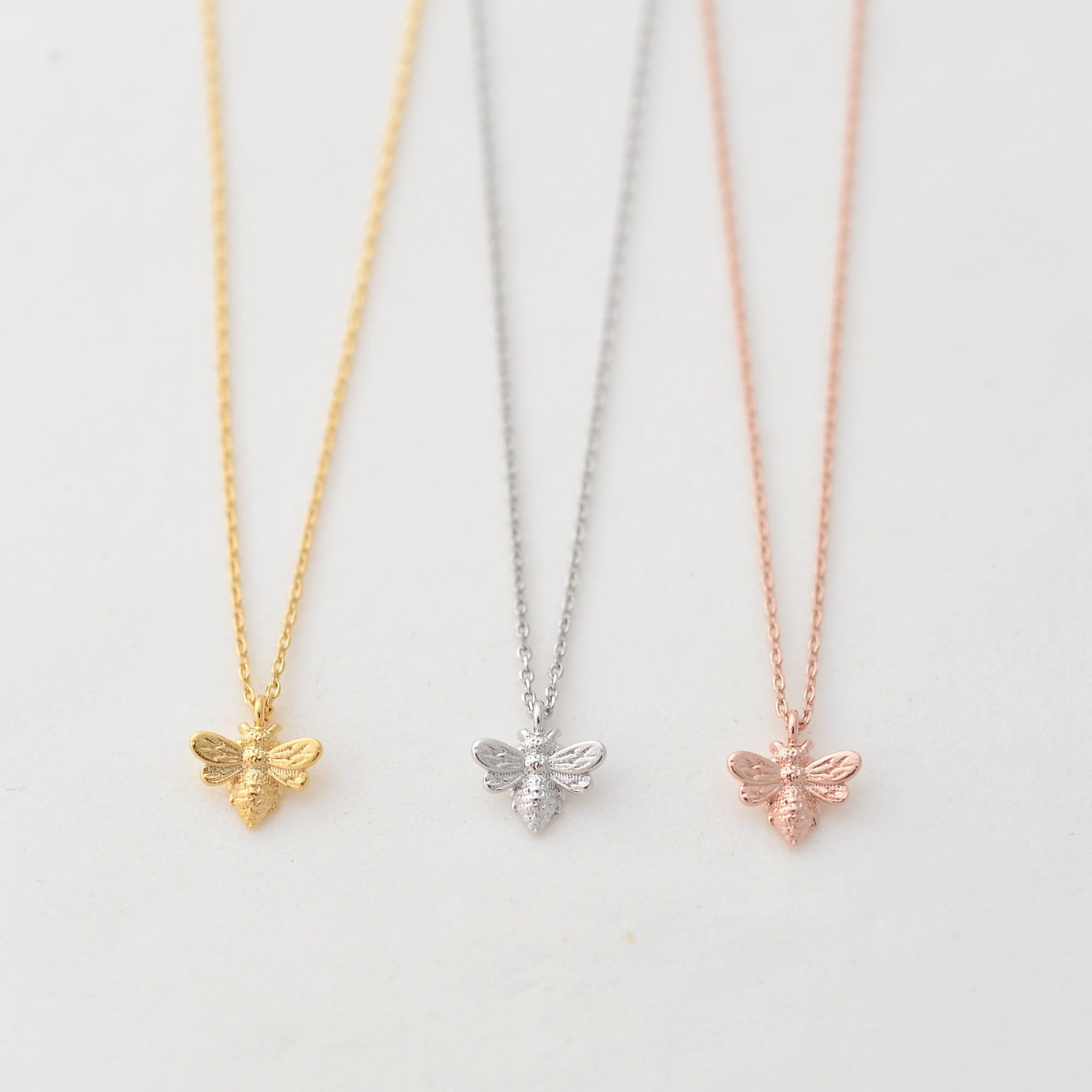 Dainty Bee Necklace with Initial Bumble Bee Pendant Best | Etsy