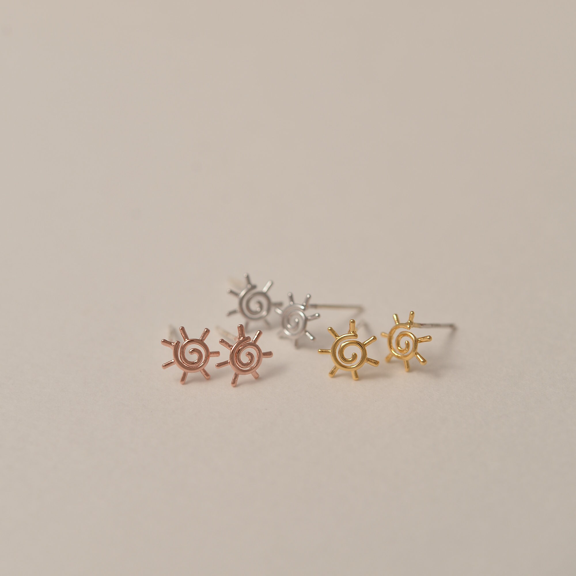 Dainty Wire Spiral Sun Earrings • Swirly Sun Earrings • Sunshine ...