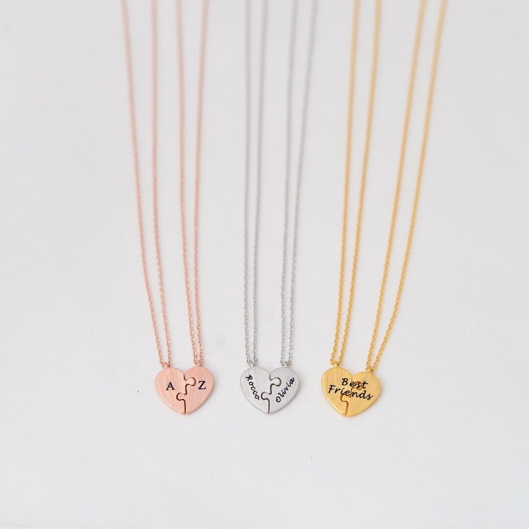 Personalized Engraved Split Hearts You and Me Necklace • Custom Names ...